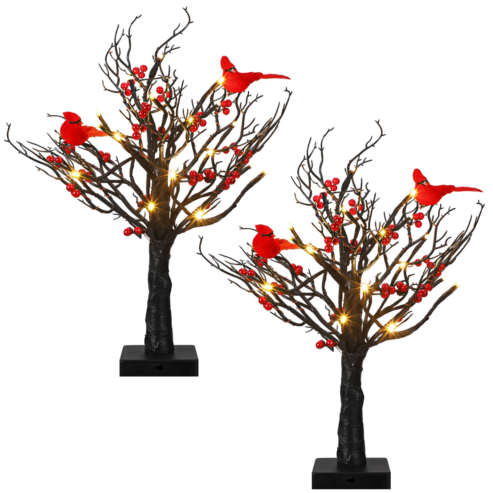 🎄Christmas Lighted Mini LED Tree With Red Berries – gooob